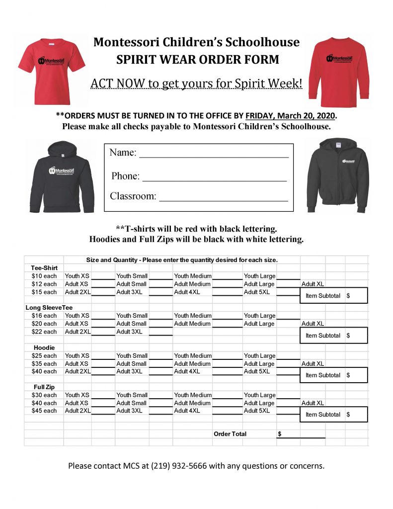 Order Your MCS Spirit Wear Today! – Montessori Children's Schoolhouse